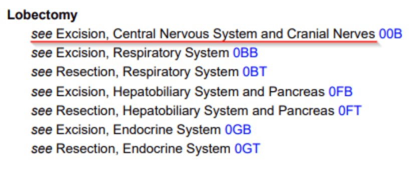 ICD-10-PCS Body Part Value Selection for Cerebral Lobectomy